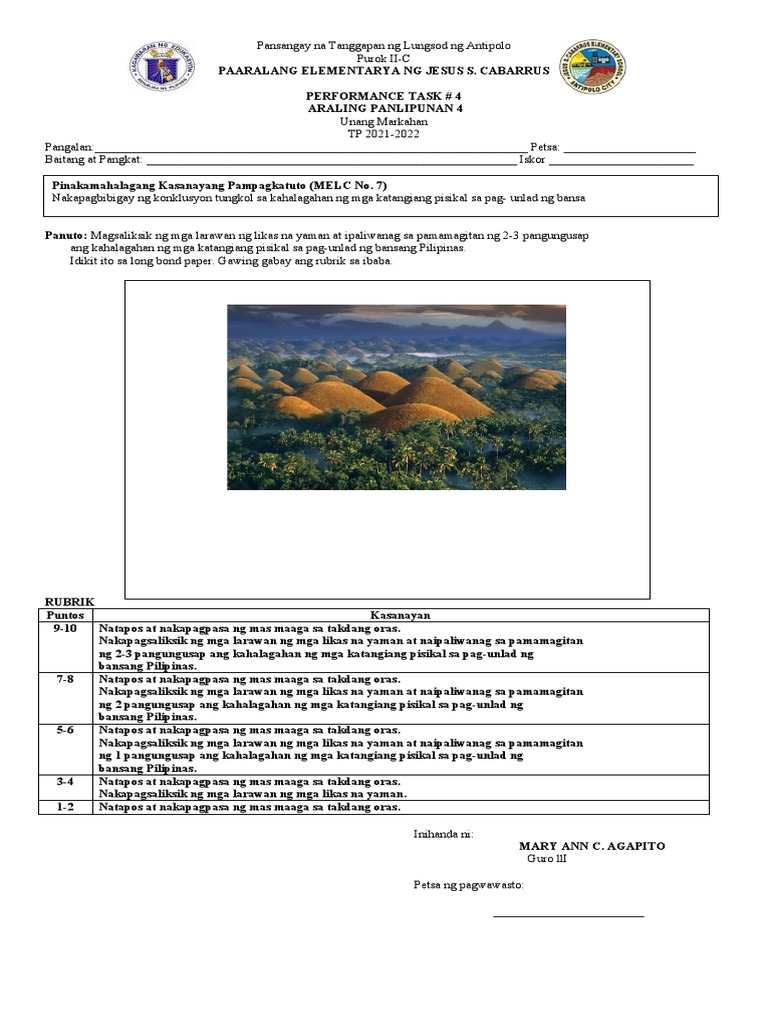 AP4 Q1 Performance Task 4 | PDF