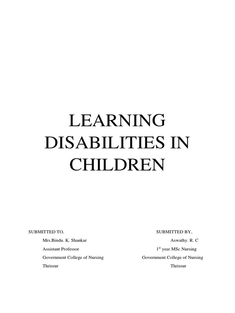 Learning Disabilities in Children | PDF | Learning Disability | Dyslexia