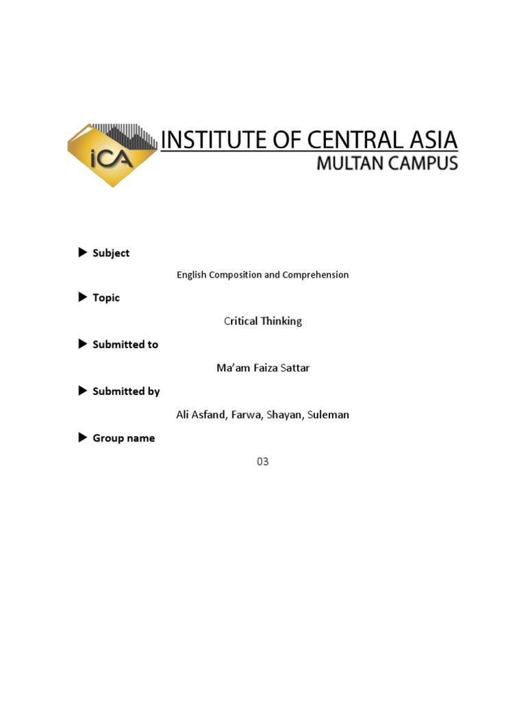 Critical Thinking Assignment. | PDF | Critical Thinking | Thought