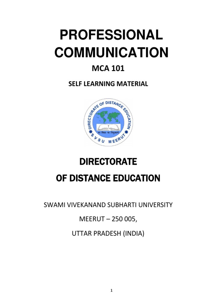 Professional Communication (MCA - 101) | PDF | Communication ...