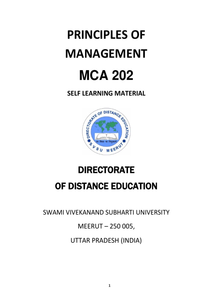 Principles of Management (Mca - 202) | PDF | Science | Leadership