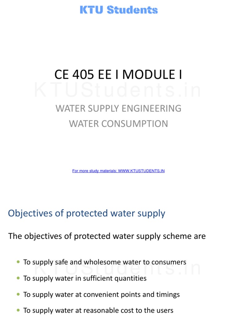 CE405 M1 Environmental Engineering I Ktustudents - in | PDF | Water | Water Supply
