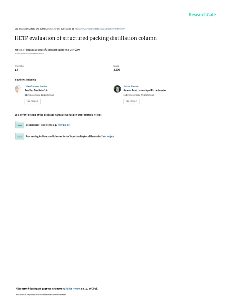 HETP Evaluation of Structured Packing Distillation | PDF | Distillation ...