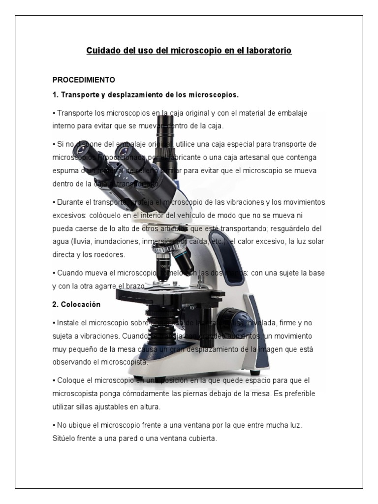 Guía de Cuidado del Microscopio en Laboratorio | PDF | Microscopio | Óptica