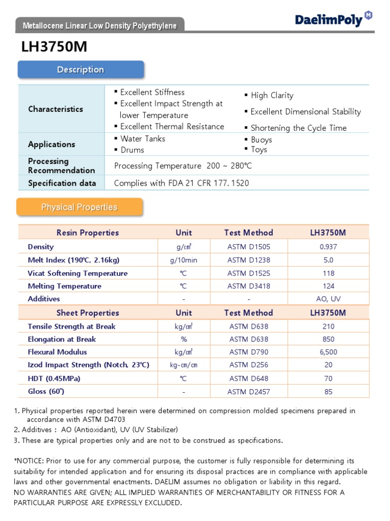 Metallocene Linear Low Density Polyethylene: Physical Properties ...