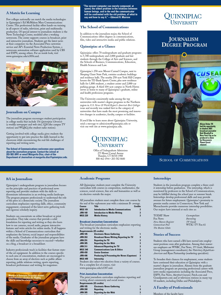QU Journalism Brochure | PDF | Journalism | News