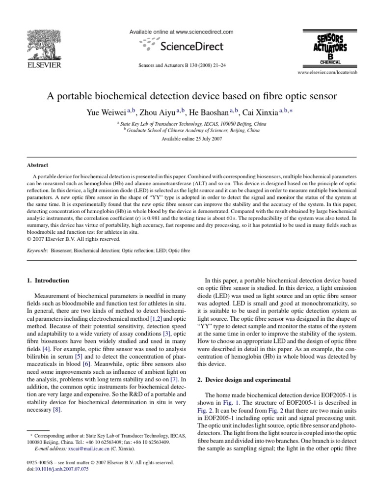 A Portable Biochemical Detection Device Based On Fibre Optic Sensor ...