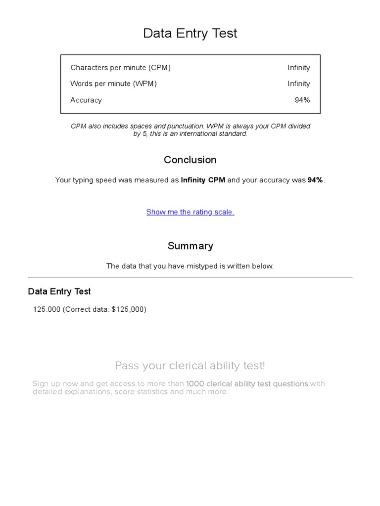 Data Entry Test: Conclusion | PDF