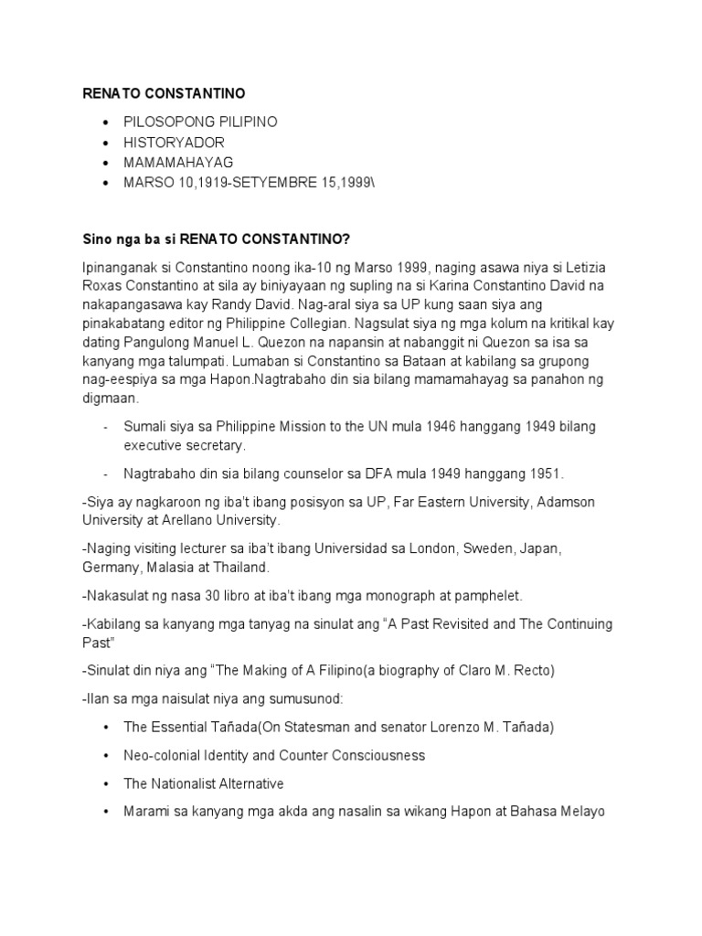 Renato Constantino | PDF