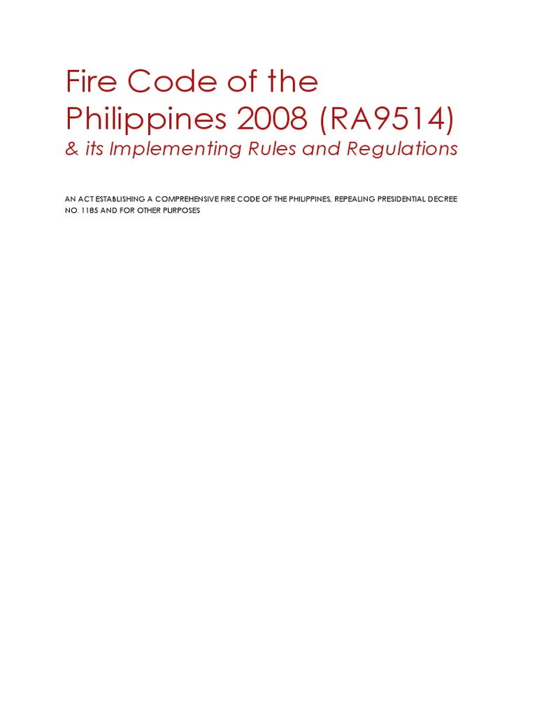 Fire Code of The Philippines 2008 Cover | PDF | Fire Safety | Fires
