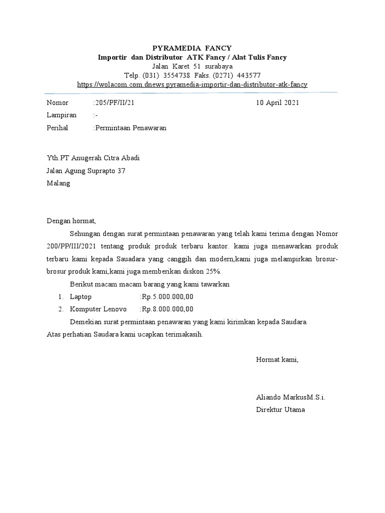 Surat Bahasa Indonesia PDF | PDF