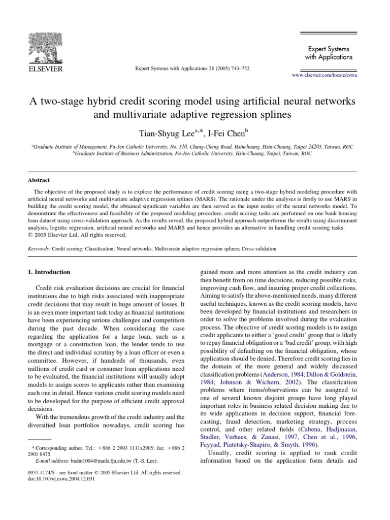 A Two-Stage Hybrid Credit Scoring Model Using Artificial Neural Networks and Multivariate ...