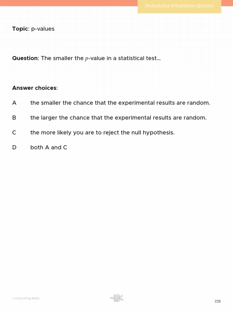 Topic: P-Values: P-Value in A Statistical Test | PDF | P Value ...