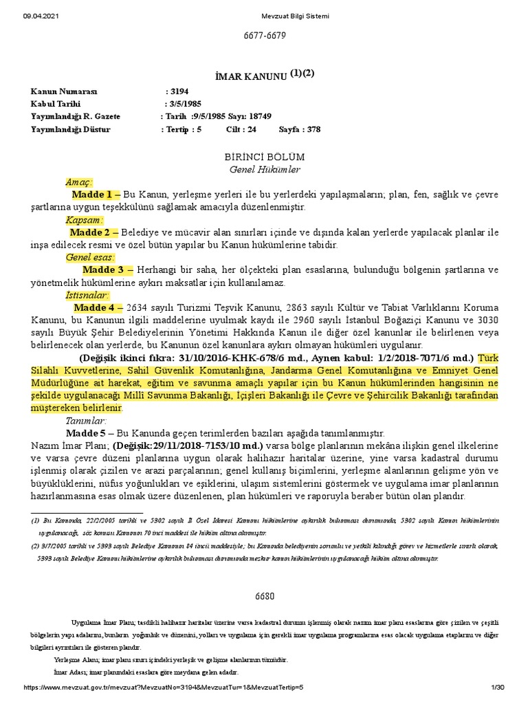 3194 - Imar Kanunu | PDF