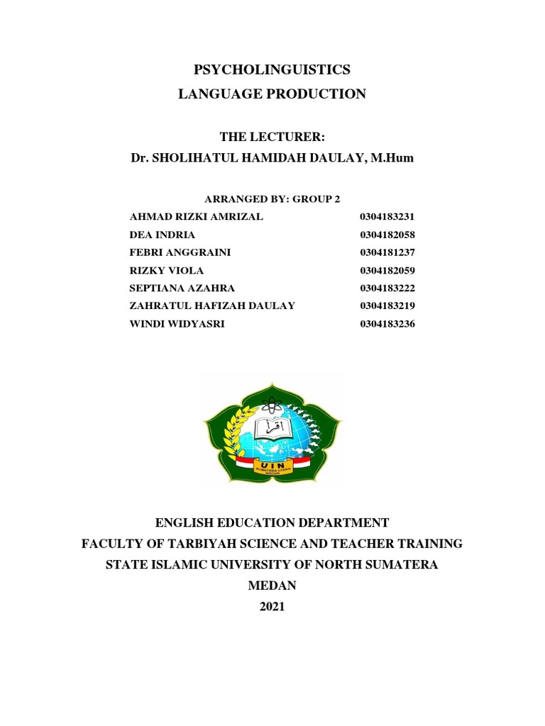 Group 2 - Psycholinguistics - Language Production | PDF | Speech | Larynx