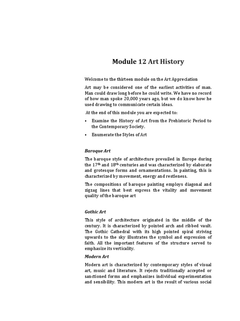 Week 11-12 - Module 12 Art History | PDF | Paintings | Gothic Architecture