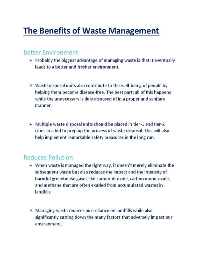 The Benefits of Waste Management | PDF | Waste Management | Waste
