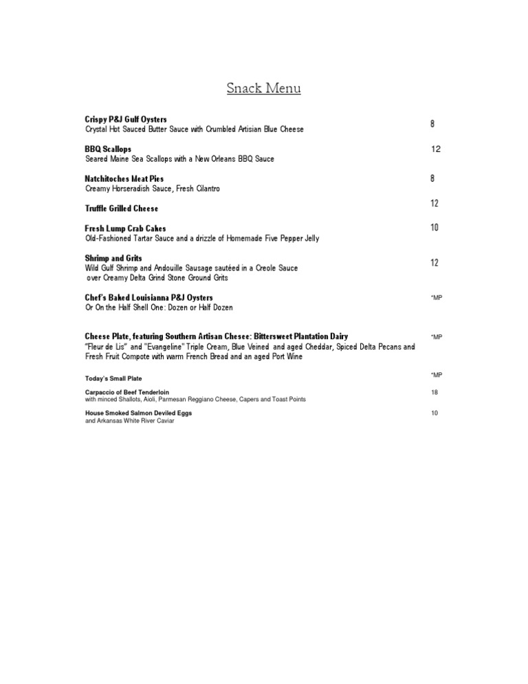 Snack Menu | PDF