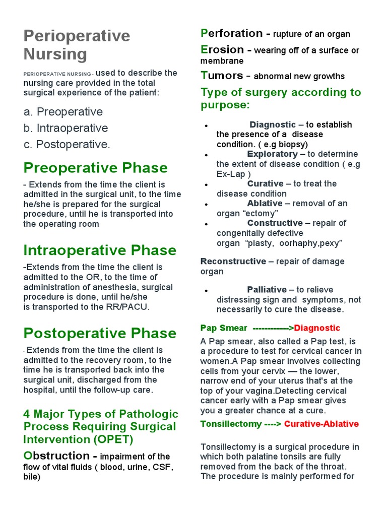Perioperative Nursing: Preoperative Phase | PDF | Perioperative | Surgery