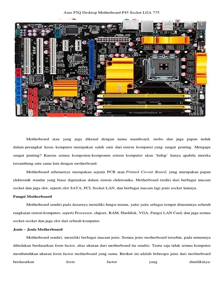 Jenis-jenis Motherboard dan Karakteristiknya | PDF