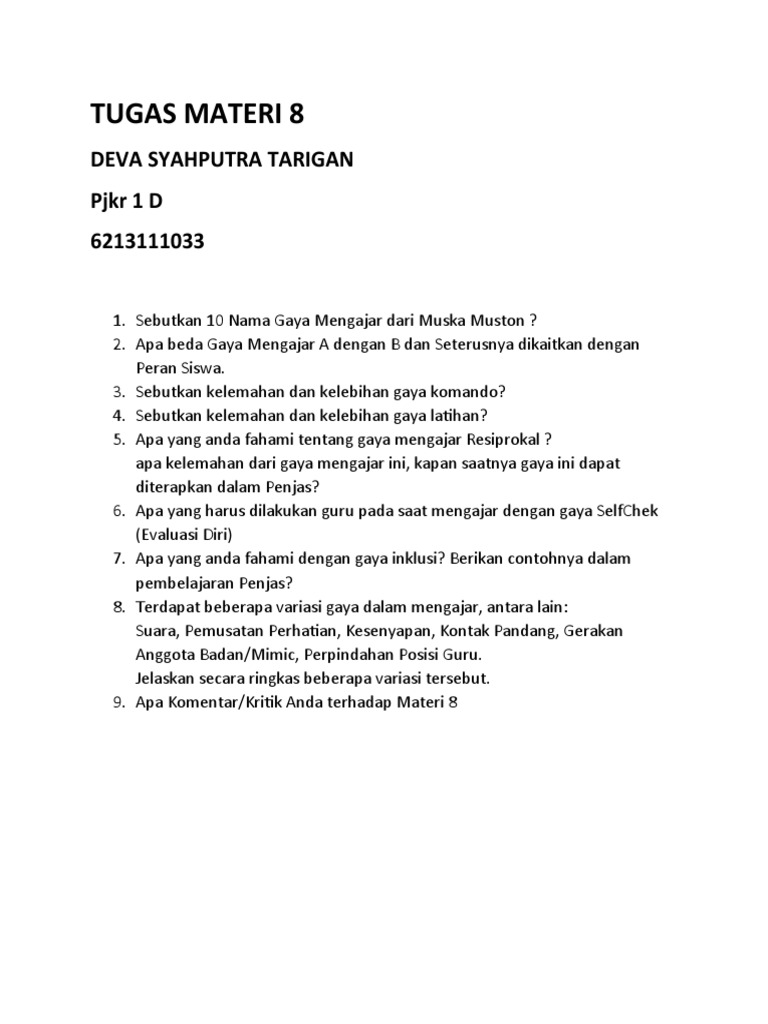 Tugas Materi 8 - Deva Syahputra | PDF