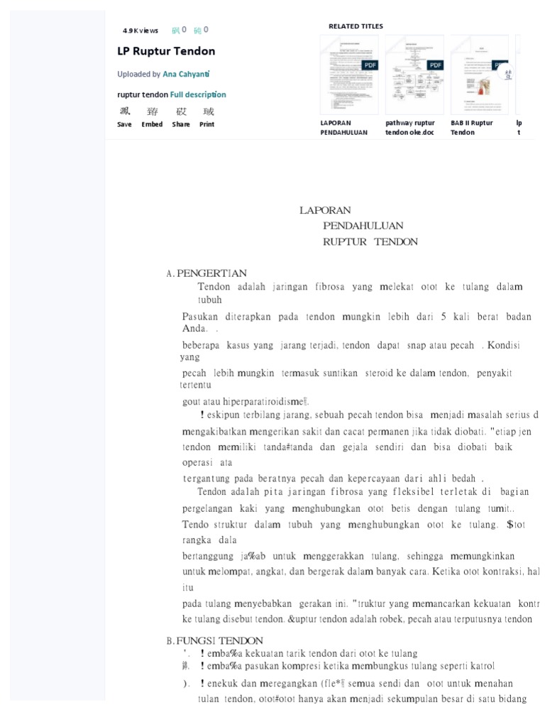 PDF LP Ruptur Tendon | PDF
