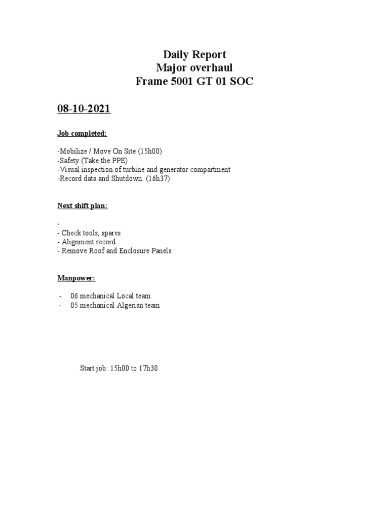 Daily Report 01 (5092) | PDF