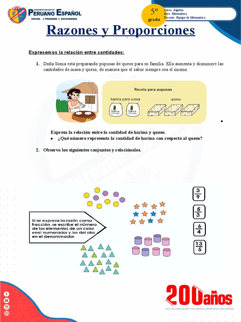 Razones y Proporciones: Conceptos y Ejercicios de Aplicación | PDF ...