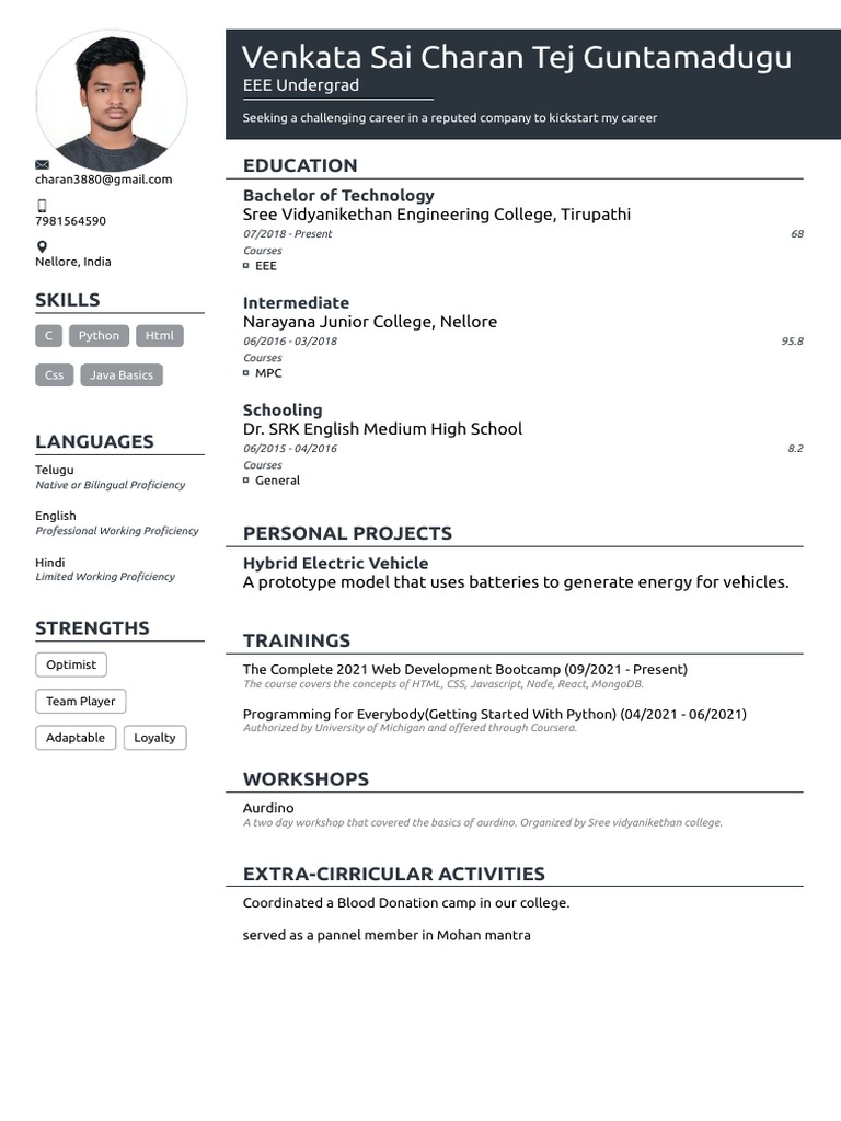 Venkata Sai Charan Tej Guntamadugu: Education | Descargar gratis PDF | Computing | Software ...