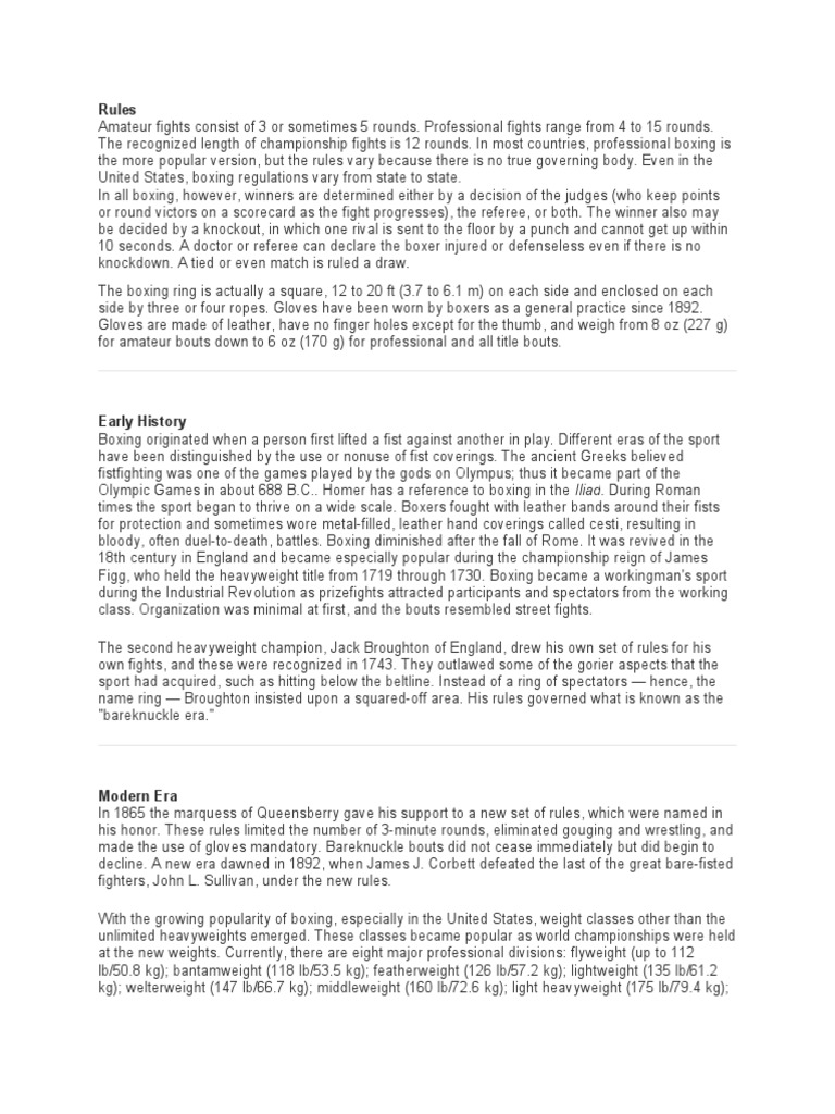 Boxing Rules | Download Free PDF | Combat Sports | Boxers
