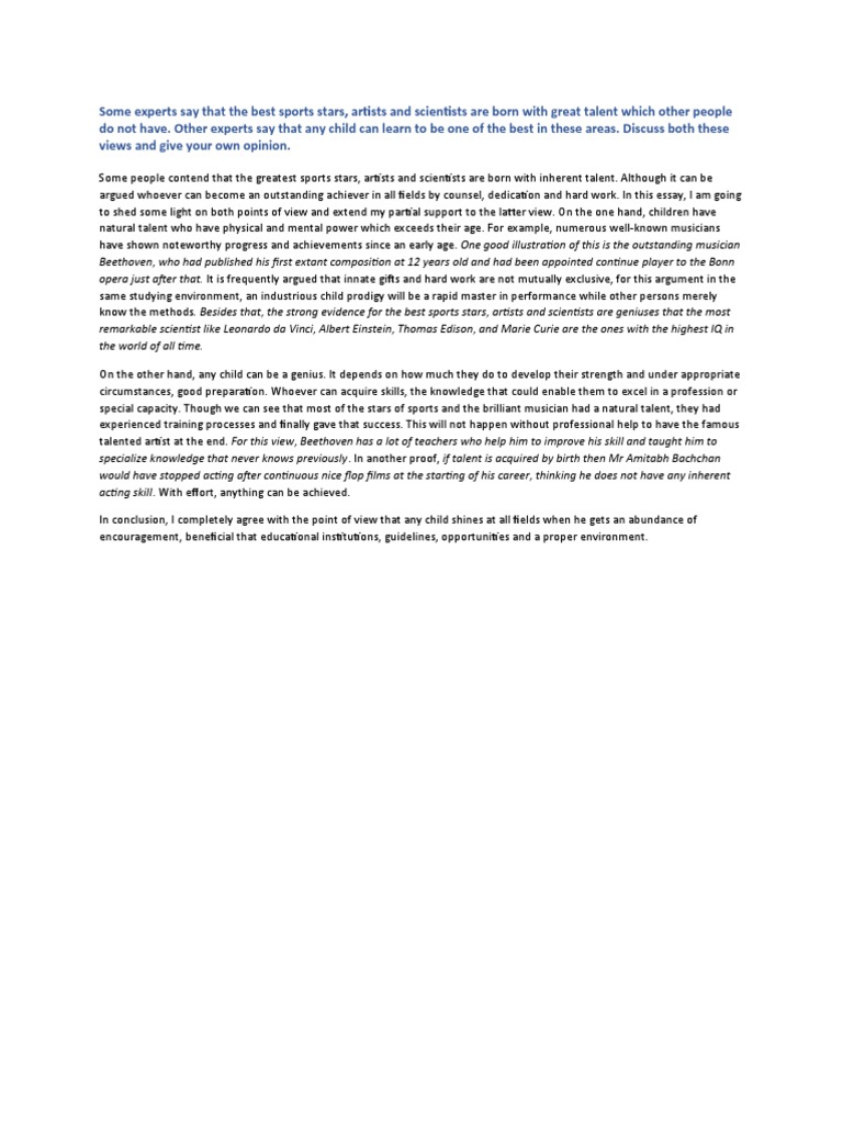 Some Experts Say That The Best Sports Stars | PDF | Genius | Scientist