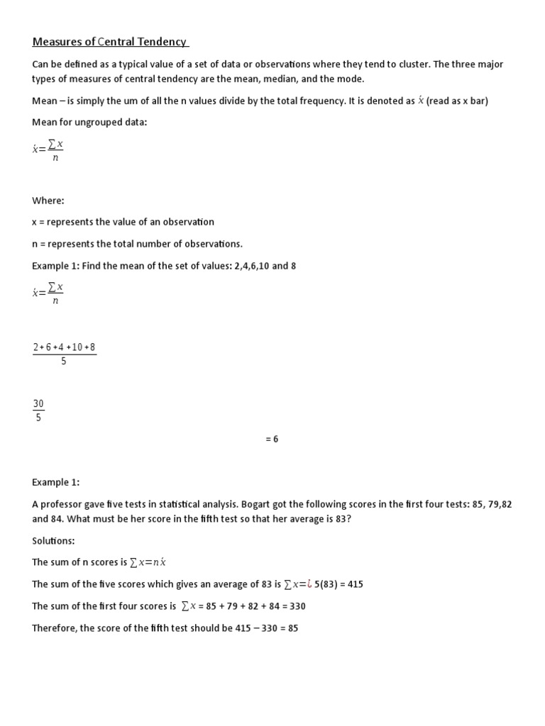 Statistical Analysis - (Mean) | PDF | Mean | Median