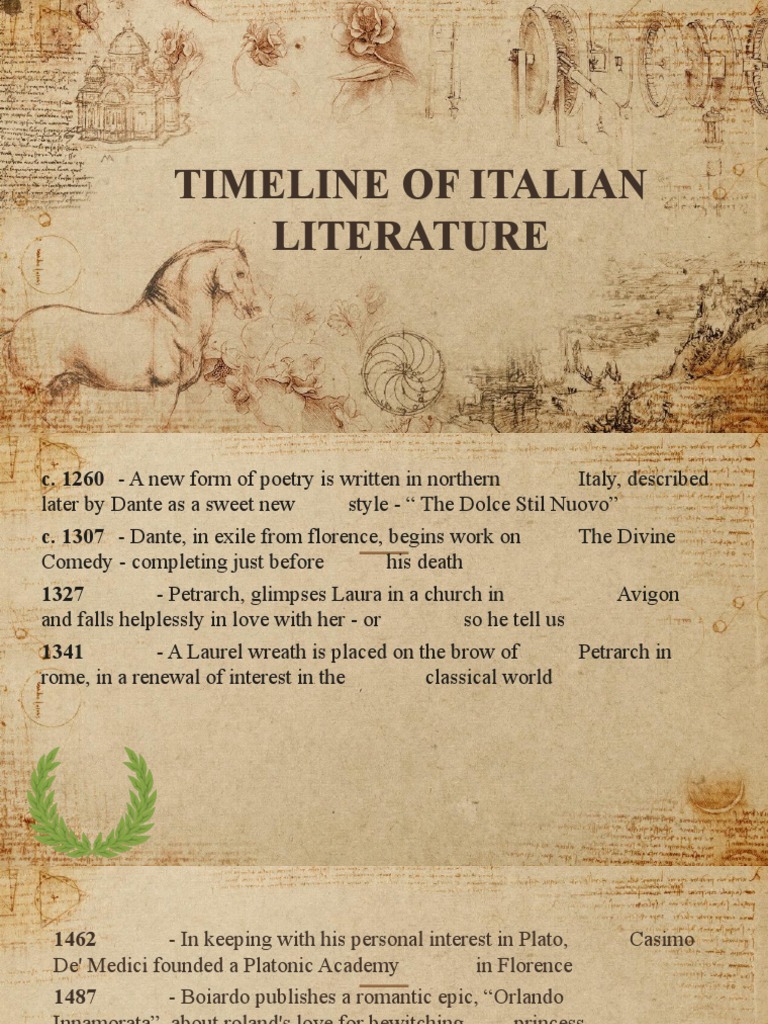 Timeline of Italian Lit | PDF | Italy | Italian Literature