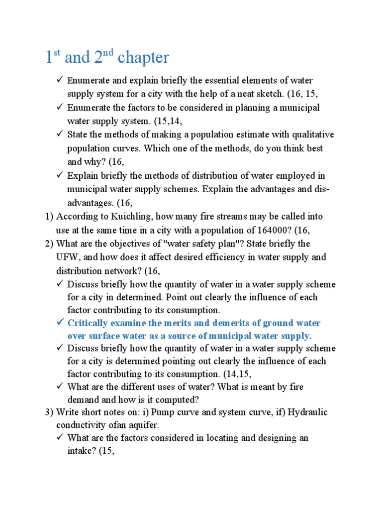 1st and 2nd Chapter | PDF | Water | Water Supply Network