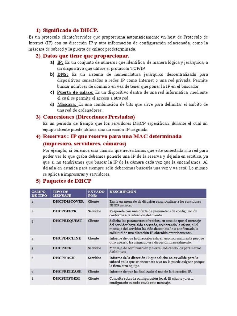 DHCP Examen | PDF | Dirección IP | Protocolos de internet