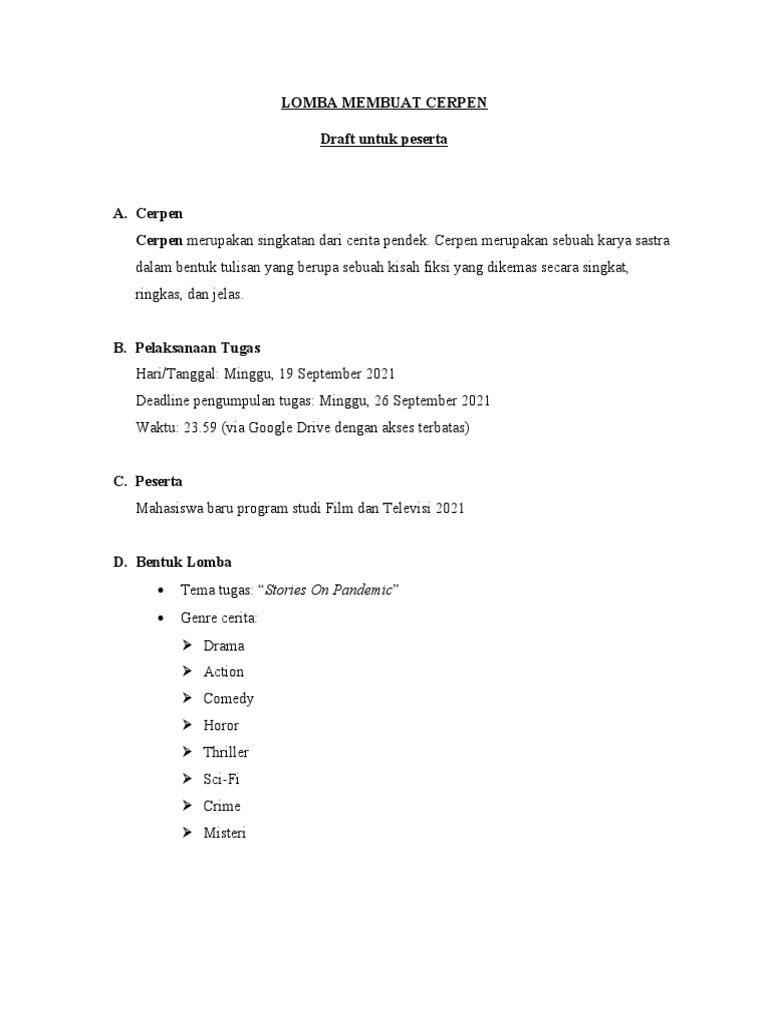 Tor Cerpen Peserta | PDF