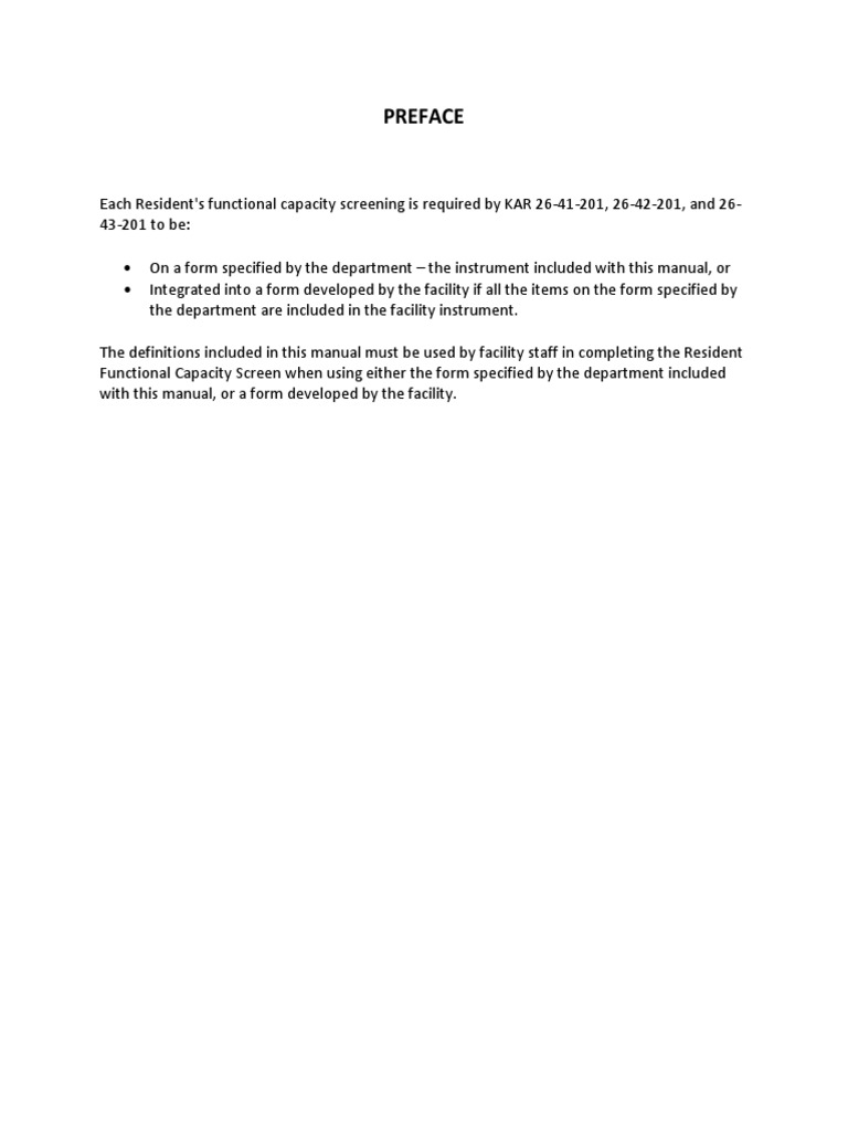 Functional Capacity Screen Manual | PDF | Urinary Incontinence | Health ...