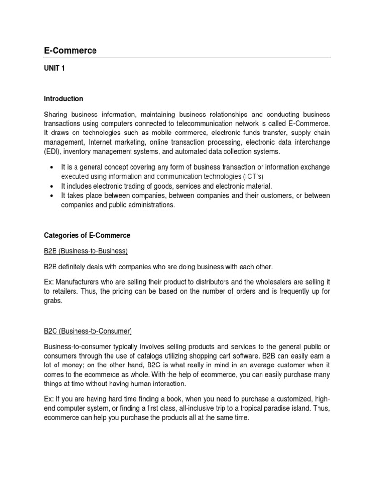 E Commerce MST UNIT 1 2 3 | Download Free PDF | Credit Card | E Commerce