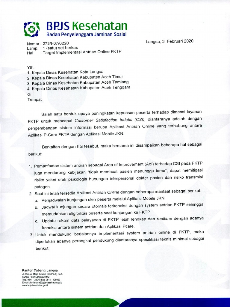 Target Antrian Online BPJS 2020 | PDF