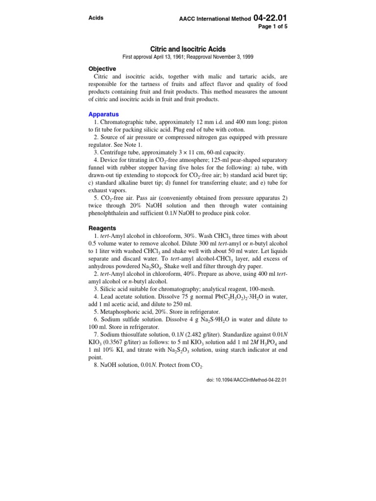 Citric Acid Purity Test Method | PDF | Elution | Chemistry