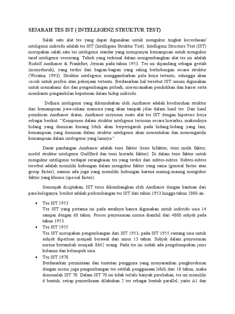 Sejarah Tes Ist | PDF