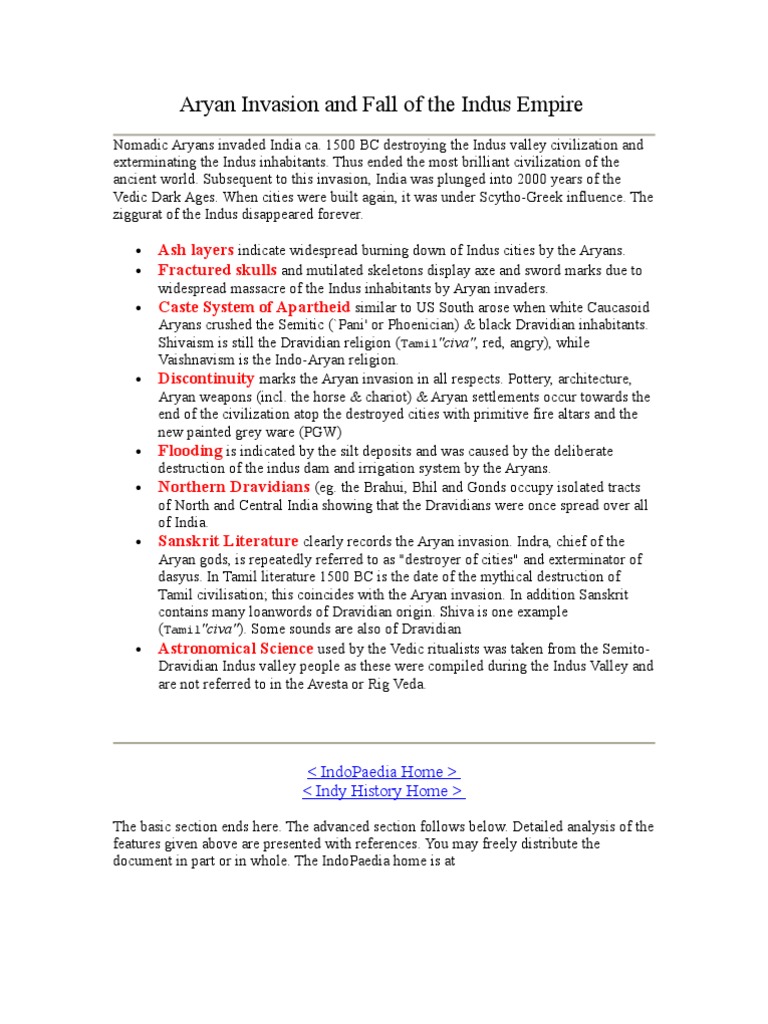 Aryan Invasion and Fall of The Indus Empire: Ash Layers Fractured ...