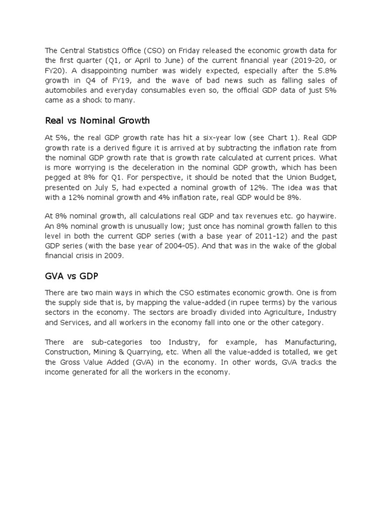 GVA and GDP Difference | Download Free PDF | Gross Value Added | Gross ...