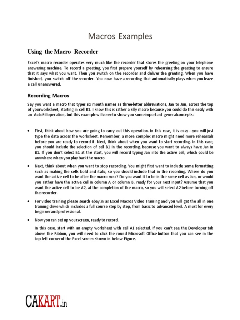 Vba Macros Simplified For Beginners | PDF | Microsoft Excel | Variable ...