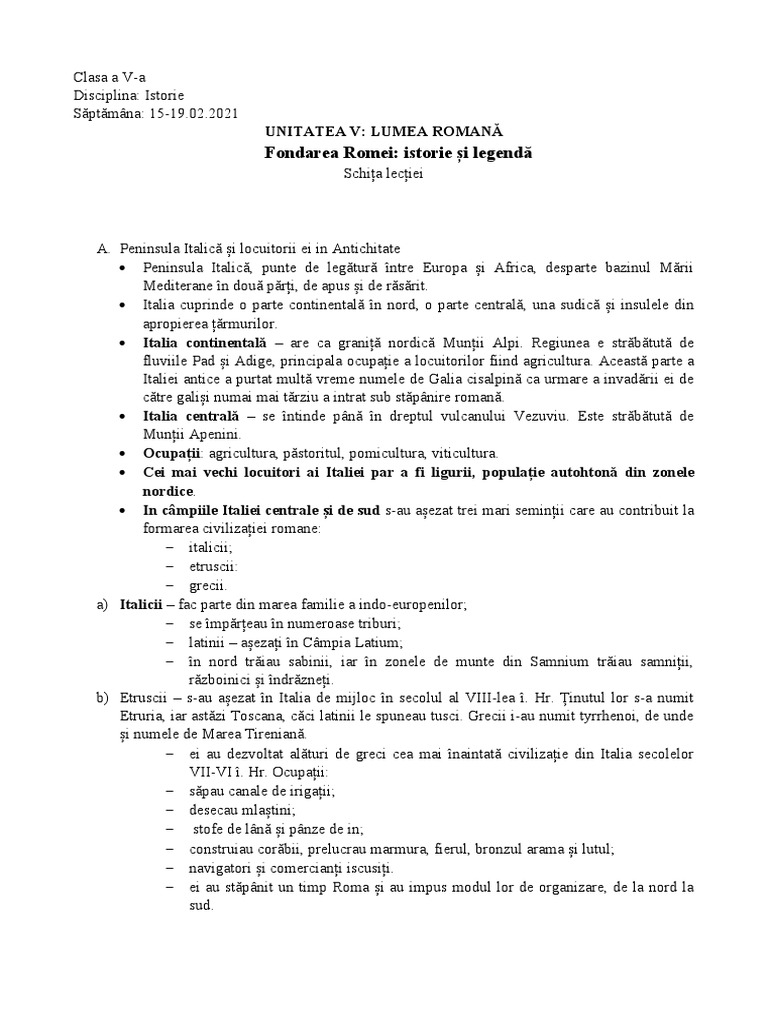 Fondarea Romei - Istorie Si Legenda - 15-19.02.2021 | PDF