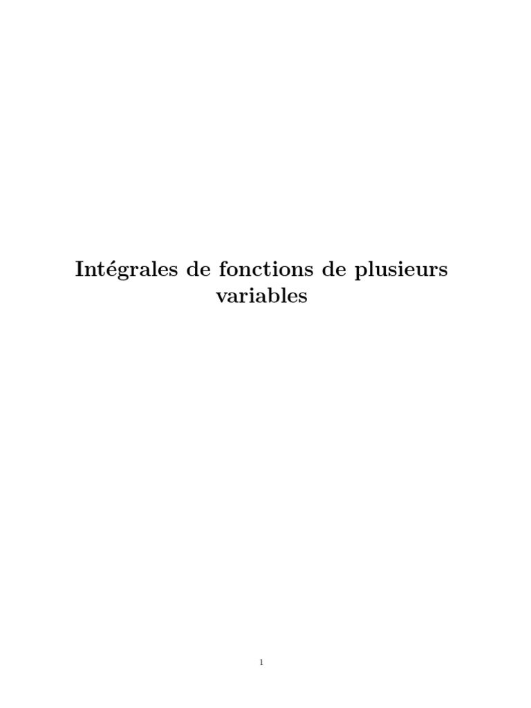 Intégrales de fonctions à plusieurs variables | PDF | Intégral ...