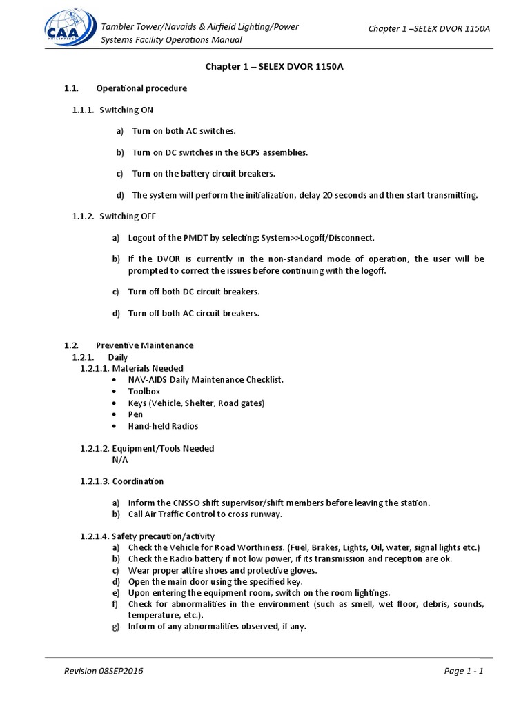 Chapter 1 - SELEX DVOR 1150A | PDF | Radio | Air Traffic Control
