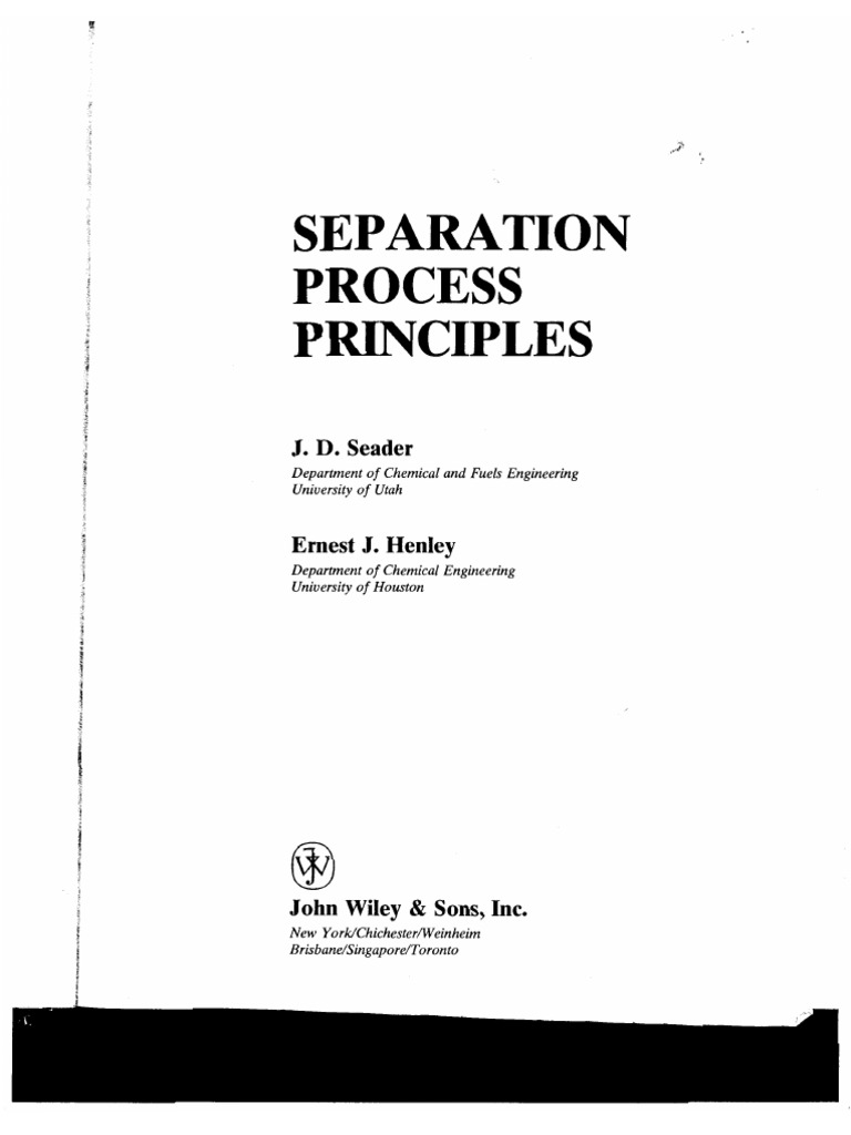 Separation Process Principles - Membranes Text - Seader and Henley | PDF