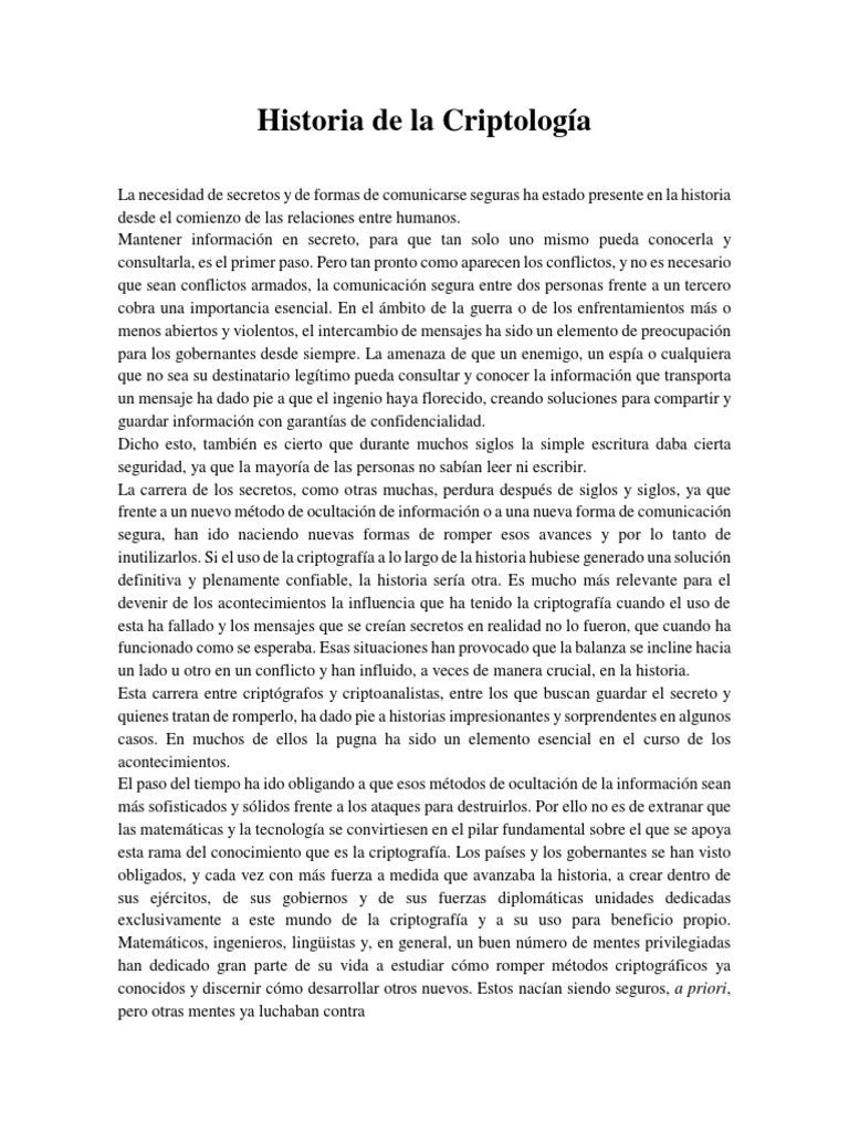 Historia De La Criptología Pdf Criptoanálisis Criptografía