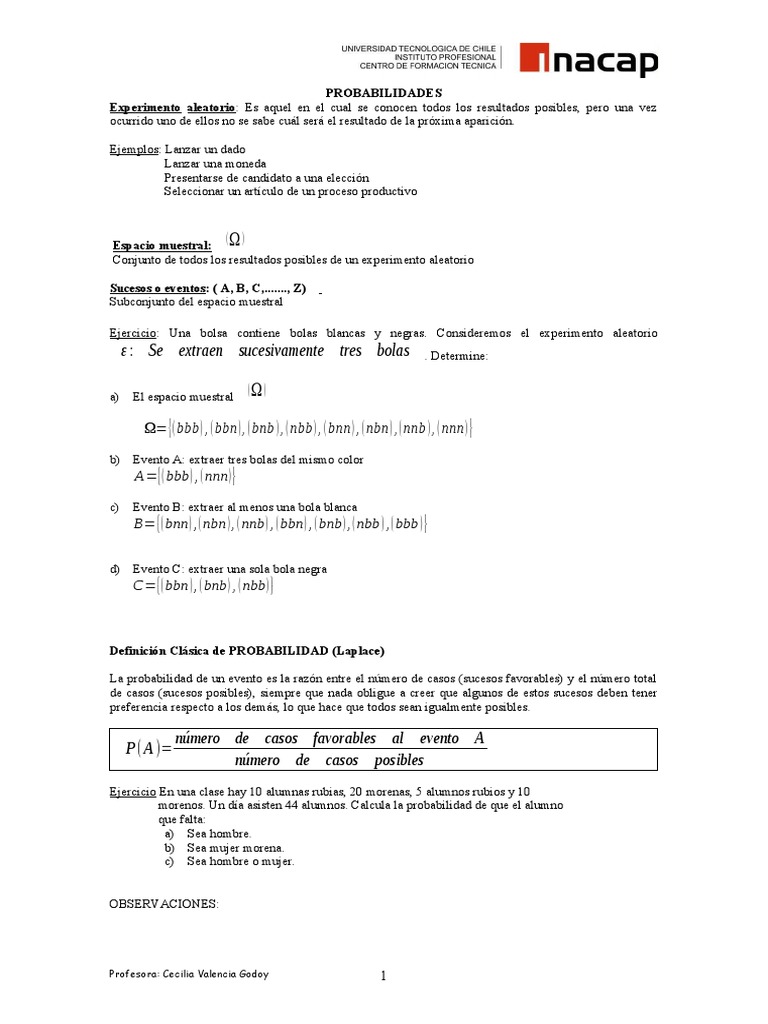 Probabilidades 1 (Otoño2021) | PDF | Probabilidad | Probabilidades y ...